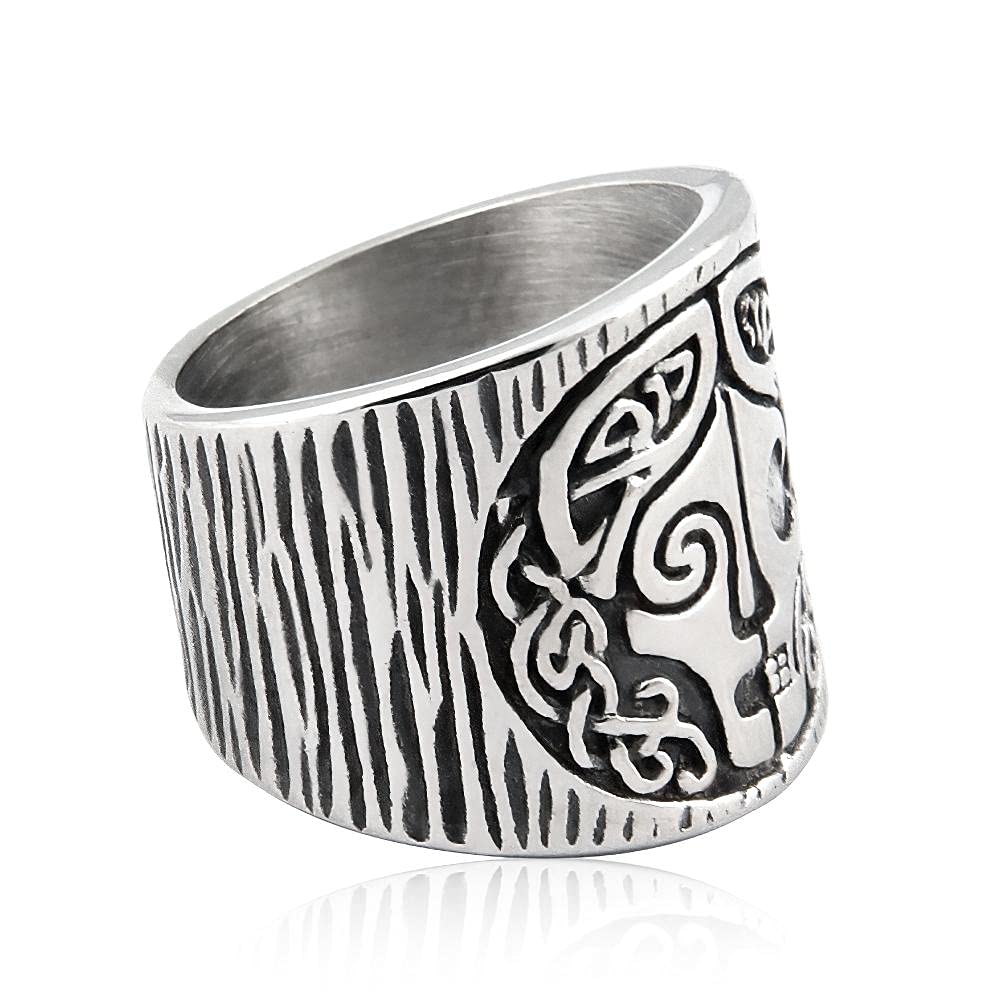 BAVIPOWER Viking Hel Goddess Norse Ring Celtic Charming Unique Stainless Steel Accessory For Men Women