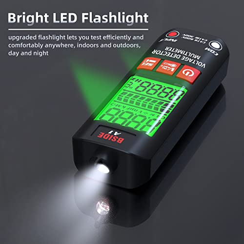 BSIDE Digital Multimeter 3-Results Display Pocket Smart Auto Range Voltmeter Resistance Frequency Continuity V-Alert Live Wire Voltage Tester with Flashlight, Black