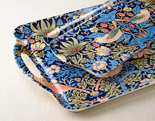 Pimpernel Morris & Co Strawberry Thief Blue Collection Sandwich Tray | Serving Platter | Crudité and Appetizer Tray for Indoor and Outdoor use, Made of Melamine, Measures 15.1" x 6.5", Dishwasher Safe