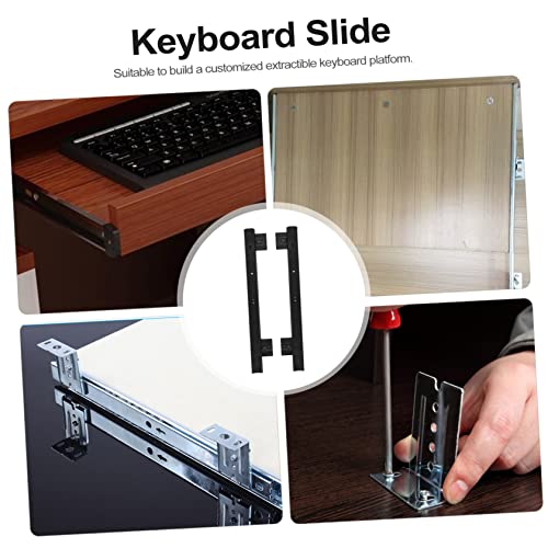 Ciieeo 2 Pairs Keyboard Rails Keyboard Rack Keyboard Stand Adjustable Keyboard Slide Keyboard Slide Out Tray Cabinet Slider Computer Sliding Keyboard Hardware Office Drawer Steel Desk