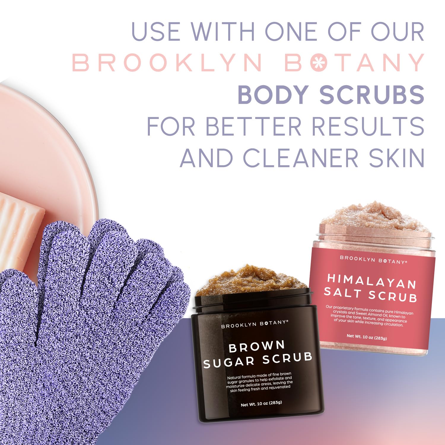 Brooklyn Botany Exfoliating Gloves for Bath and Shower β Heavy Duty Exfoliating Body Scrubber for Massage and Dead Skin Remover for Body β 1 Pair