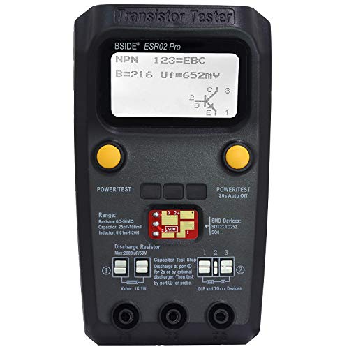 BSIDE ESR02 PRO Digital Transistor Tester SMD Components Meter Mega328 NPN/PNP Diode Triode Capacitor Inductance ESR Checker with Tweezers