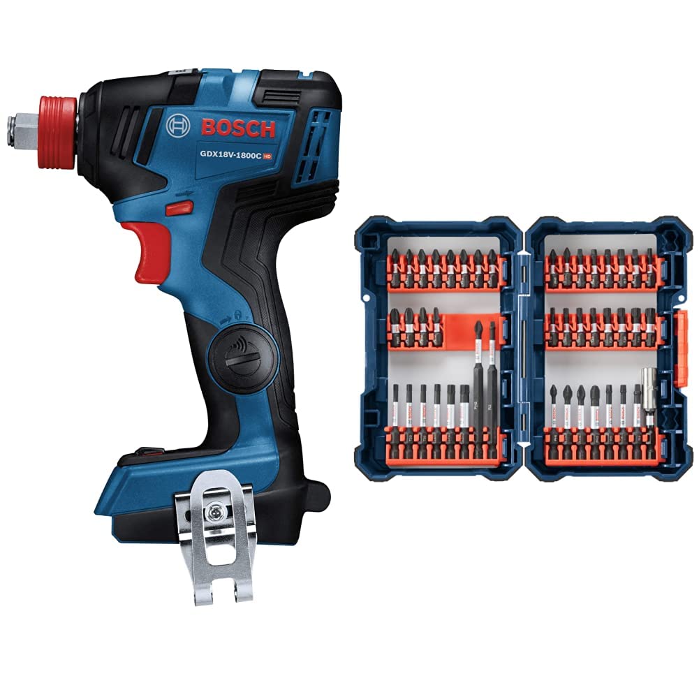 BOSCH GDX18V-1800CN 18V Brushless Impact Baretool&BOSCH 44 Piece Impact Tough Screwdriving Custom Case System Set SDMS44