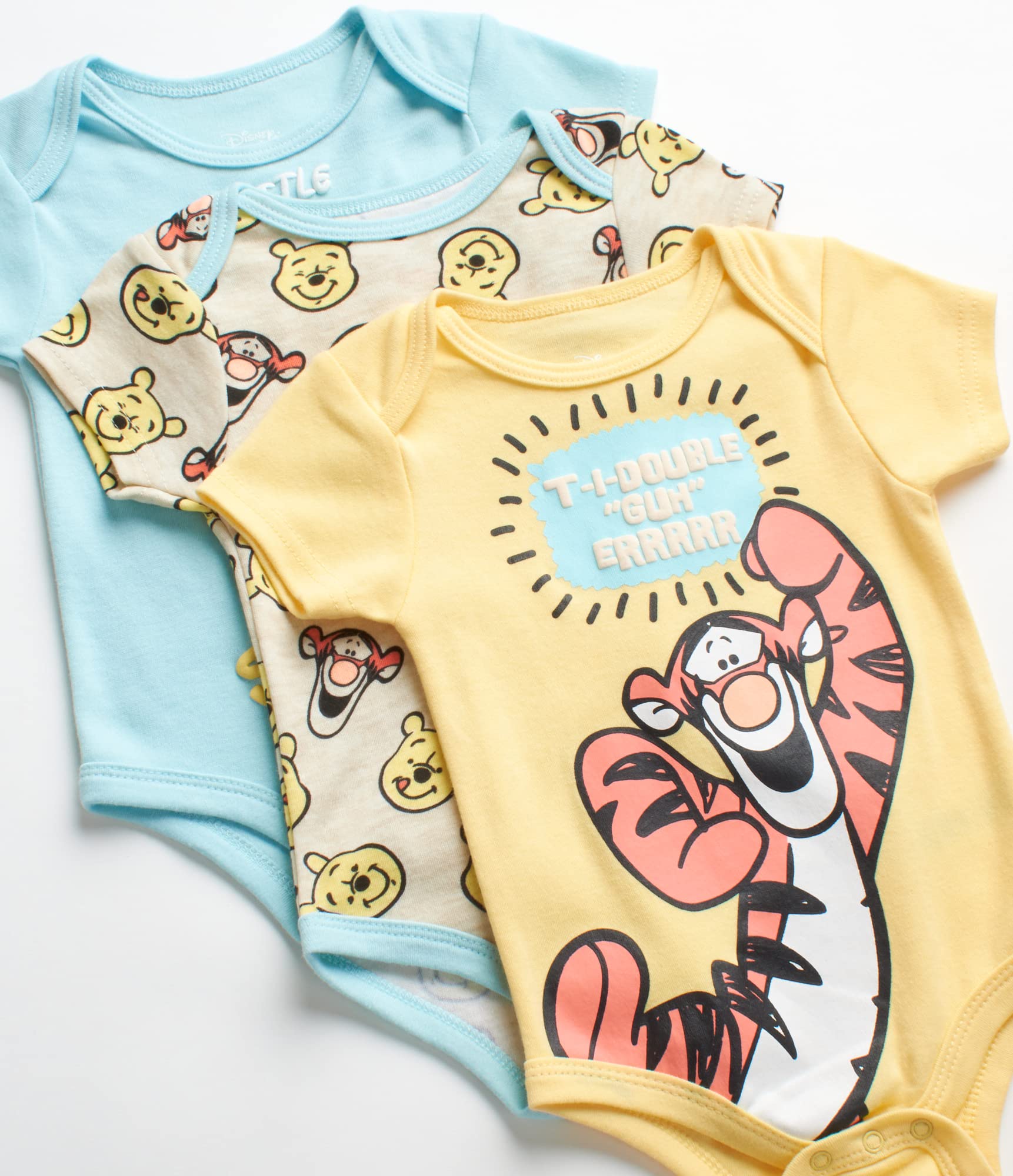 Disney Baby Boys' Bodysuits - 3 Pack Mickey Mouse, Lion King, Winnie The Pooh (Newborn), Size 0-3 Months, Pooh and Friends