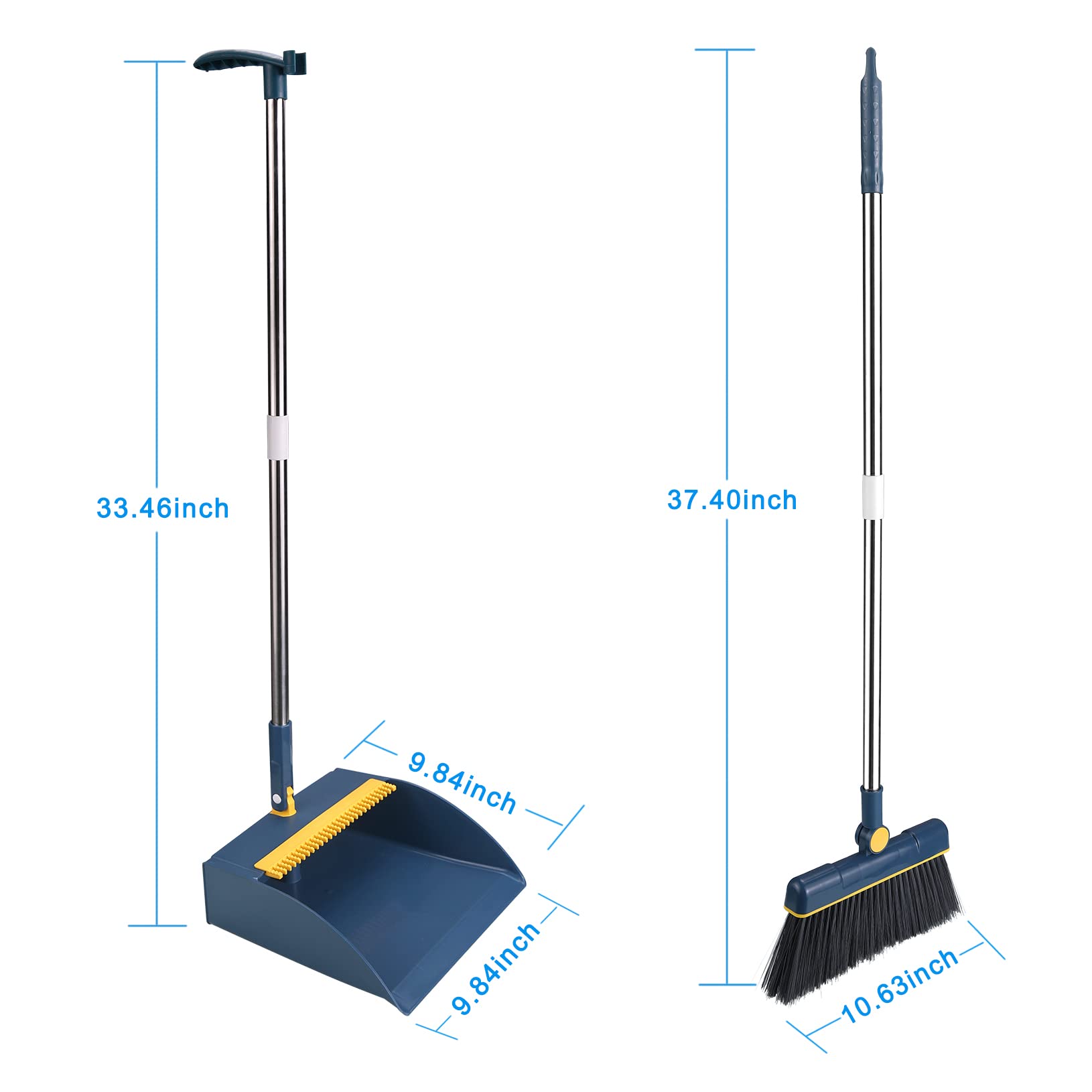 Broom and Dustpan Set for Home,Dustpan and Broom Set with 33 inch Long Handle for Home Kitchen Room Office Lobby Floor Use Upright Stand Up Broom and Dustpan Set for Home