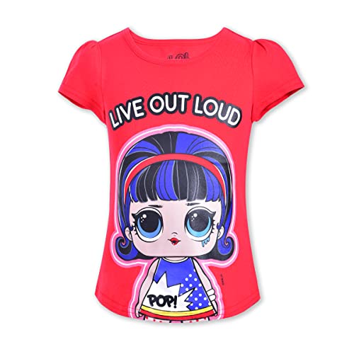 L.O.L. Surprise! Dolls Girls’ Short Sleeve Shirt 4 Pack for Little and Big Kids – Grey/Pink/Red/Blue