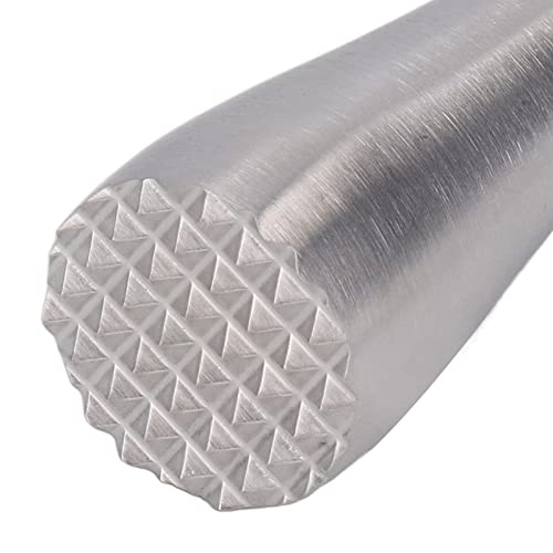 Stainless Steel Cocktail Muddler Food Grade Ergonomic One Piece Forging Drink Muddler for Kitchen Bar Kitchen Muddler Tool(Long Handle Model)