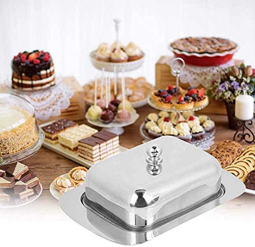 King International Stainless Steel Large Butter Dish, Butter Box with Lid, Butter Container,6.20 Inch Half Kg Butter Box, Fridge Storage Container for White Butter