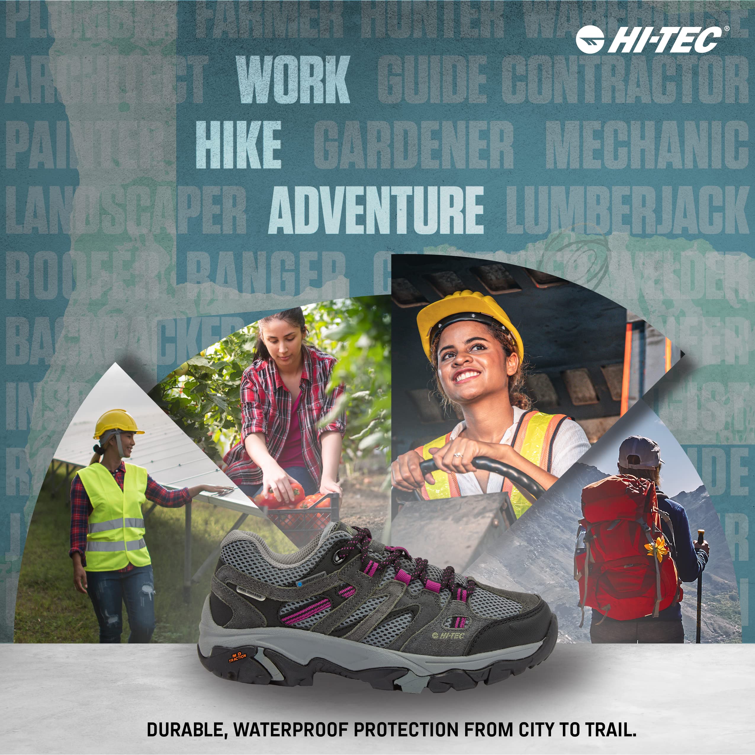 HI-TEC Apex Lite Low WP Waterproof Hiking Shoes for Women, Lightweight Breathable Outdoor Trekking and Trail Shoes - Light Blue/Medium Grey/Light Blue, 7 Medium