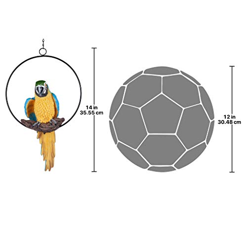 Design Toscano Polly in Paradise Parrot Hanging Bird Ring Perch Statue, Medium, Full Color Finish