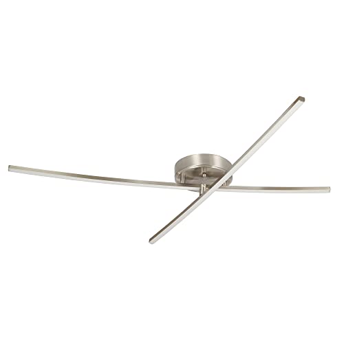 Catalina 40" Modern Dimmable LED Crossed 2-Bar Fixed Track Light, Brushed Nickel