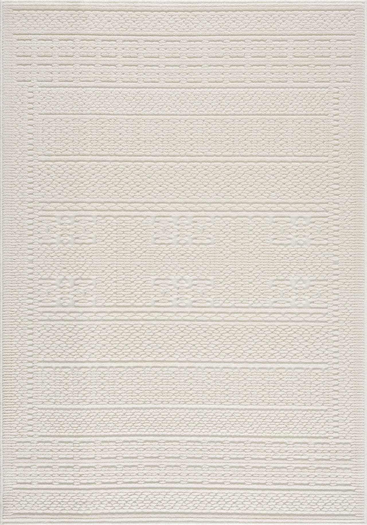 Hauteloom Bahar Living Room, Bedroom Machine Washable Area Rug - Bohemian Modern Farmhouse - Moroccan Transitional - White, Off White, Light Cream - 7'10" x 10'1"