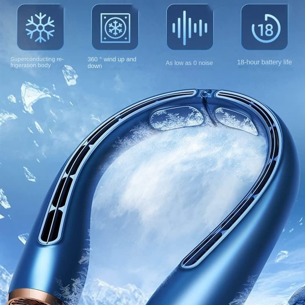 BOENMO Neck Fan USB Bladeless Turbo Neckband Fan Rechargeable Mute Portable Home Fan Folding Cooling Fan 2.24