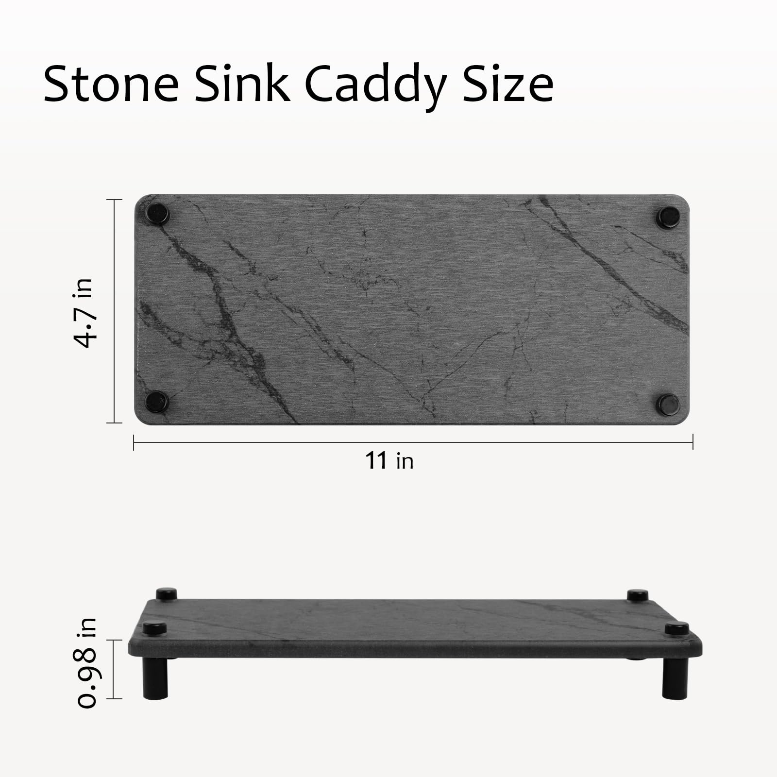 Drying Stone for Kitchen Counter, Water Absorbing Stone Sink Organizer for Bathroom Diatomaceous Earth Stone Drying Tray Instant Dry Sink Caddy Soap Dispenser Sponge Holder