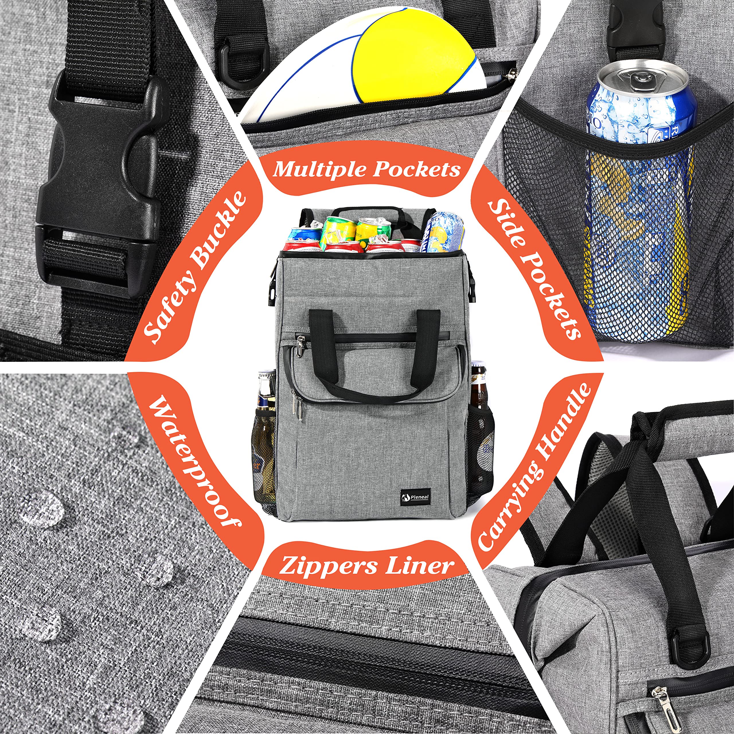 Backpack Cooler - 30 Cans Lightweight Insulated Cooler Backpack Leak-Proof for Lunch Picnic Fishing Hiking Camping Park Beach