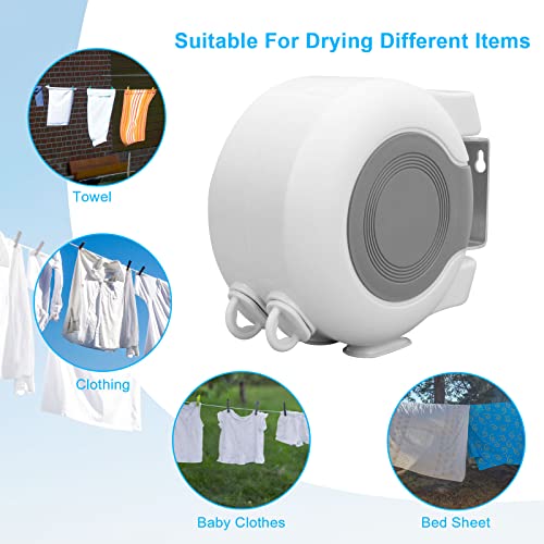 Catcan Double Retractable Washing Lines, Heavy Duty Clothes Line Retractable, Clothesline Rope for Indoor Outdoor Laundry Drying (Double Lines 2 x 13 m)