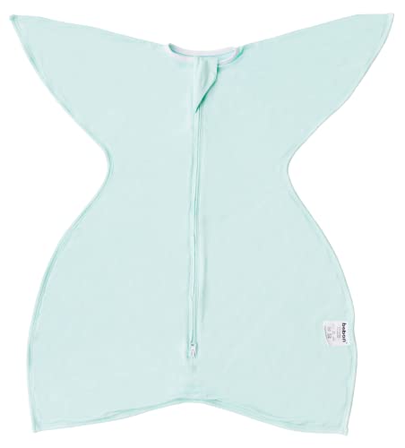 Transition Swaddle - Baby Wearable Blanket - Baby Sleep Sack with 2-Way Zipper - 95% Bamboo Viscose Fiber/5% Spandex - TOG 0.5 - Cozy Sleep Wrap designed by a pediatric (Soft Mint, Medium 6-12 Month)