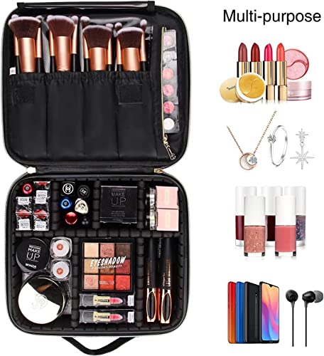 Travel Makeup Case,Chomeiu- Professional Cosmetic Makeup Bag Organizer Makeup Boxes With Compartments Neceser De Maquillaje(Black-M)