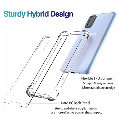 KIOMY Diamond Clear Case for Samsung Galaxy S20 5G Hybrid Hard PC Back Panel with Soft TPU Bumper [Military-Grade Drop Protection] Shockproof [Anti Yellow] Slim Fit Transparent Cover for S20 5G