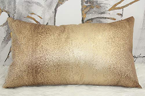 Gold Metallic Throw Pillow with Foil Leaf Design Case + Insert Gold Throw Pillow