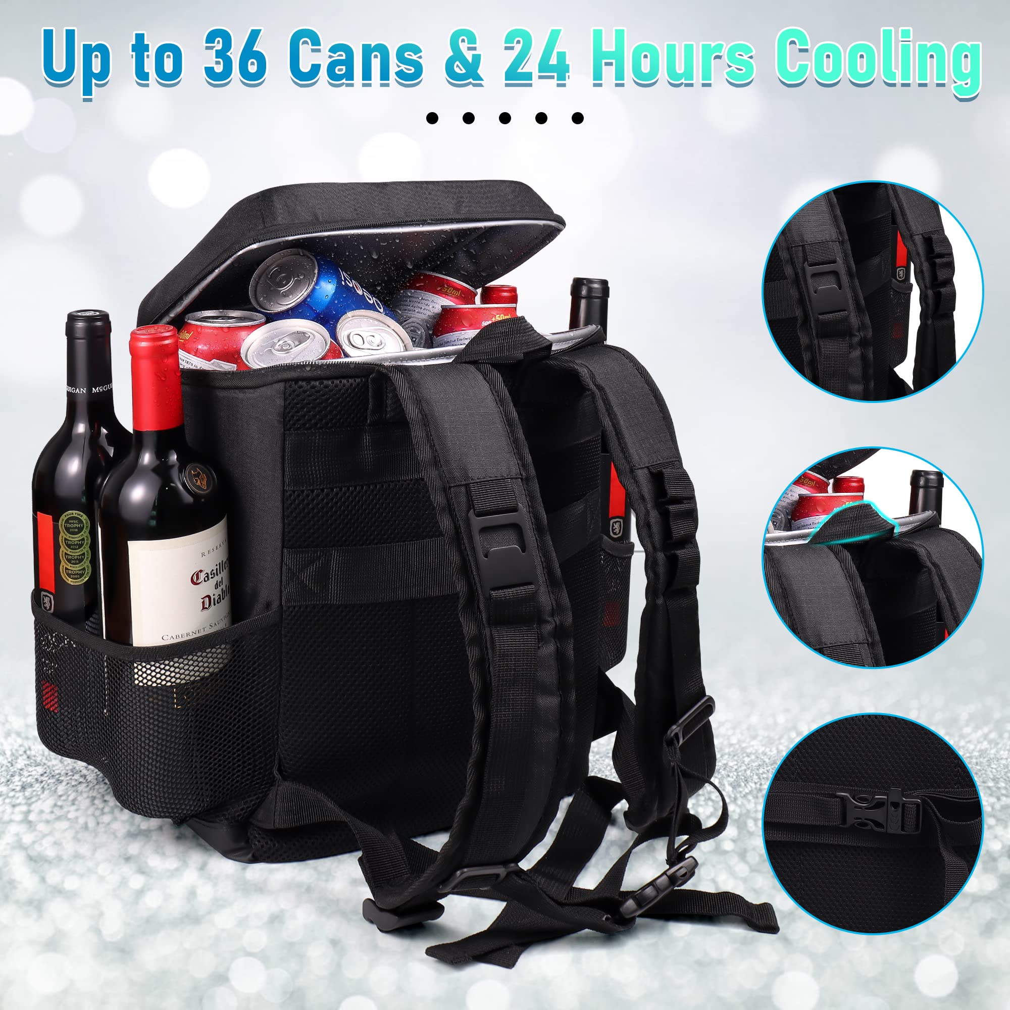 Backpack Coolers Insulated Leak Proof with Ice Tubes, Tadomoe 36 Cans Cooler Backpack Insulated Waterproof Cold for Up to 24 Hours, Lightweight Lunch Backpack for Picnics, Camping, Hiking, Beach, Park