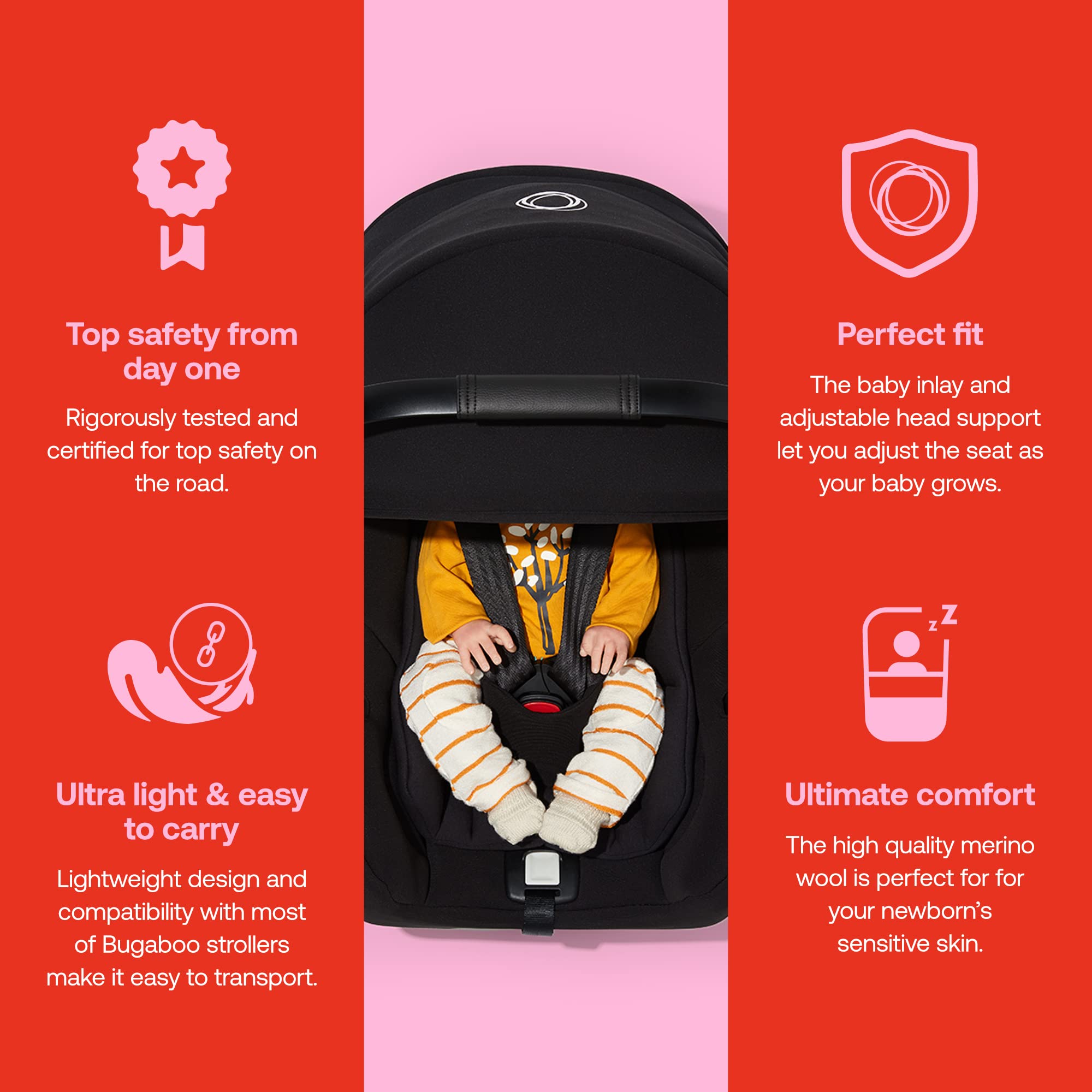 Bugaboo Turtle Air by Nuna Car Seat + Base - Compatible with Bugaboo Fox, Lynx, Donkey Bee and Ant Strollers - Fits Infants 4 to 32 Pounds - Lightweight Car Seat - Black