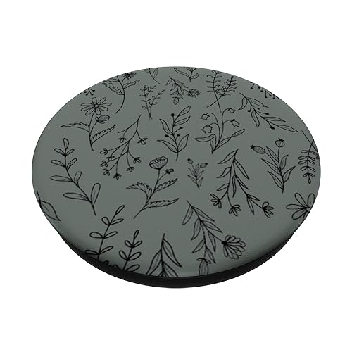 Dusty Sage Green Wildflower Floral Flower Pattern PopSockets Standard PopGrip