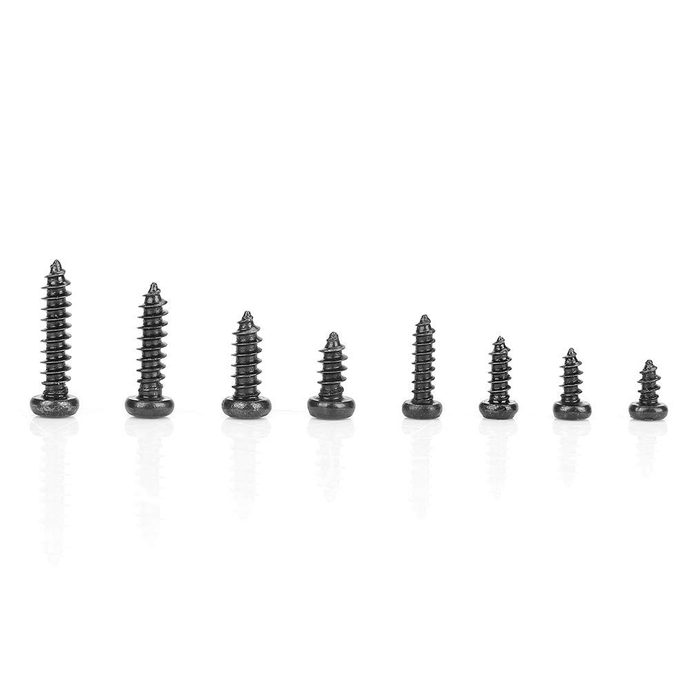Black Self Tapping Screws,400Pcs Stainless Steel/Micro/Tiny/Mini Self-Tapping Screws, M2/M2.6 Phillips Pan Head Screws Kit for Laptop Computer Repair,Cross Recessed Wood Screws.