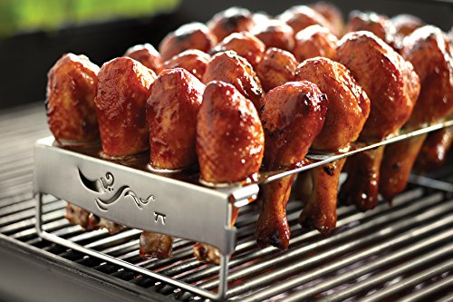 Outset QS83 Chicken Leg and Jalapeño Roaster with Collapsible Legs, Stainless Steel 7.75 x 11.5 x 3