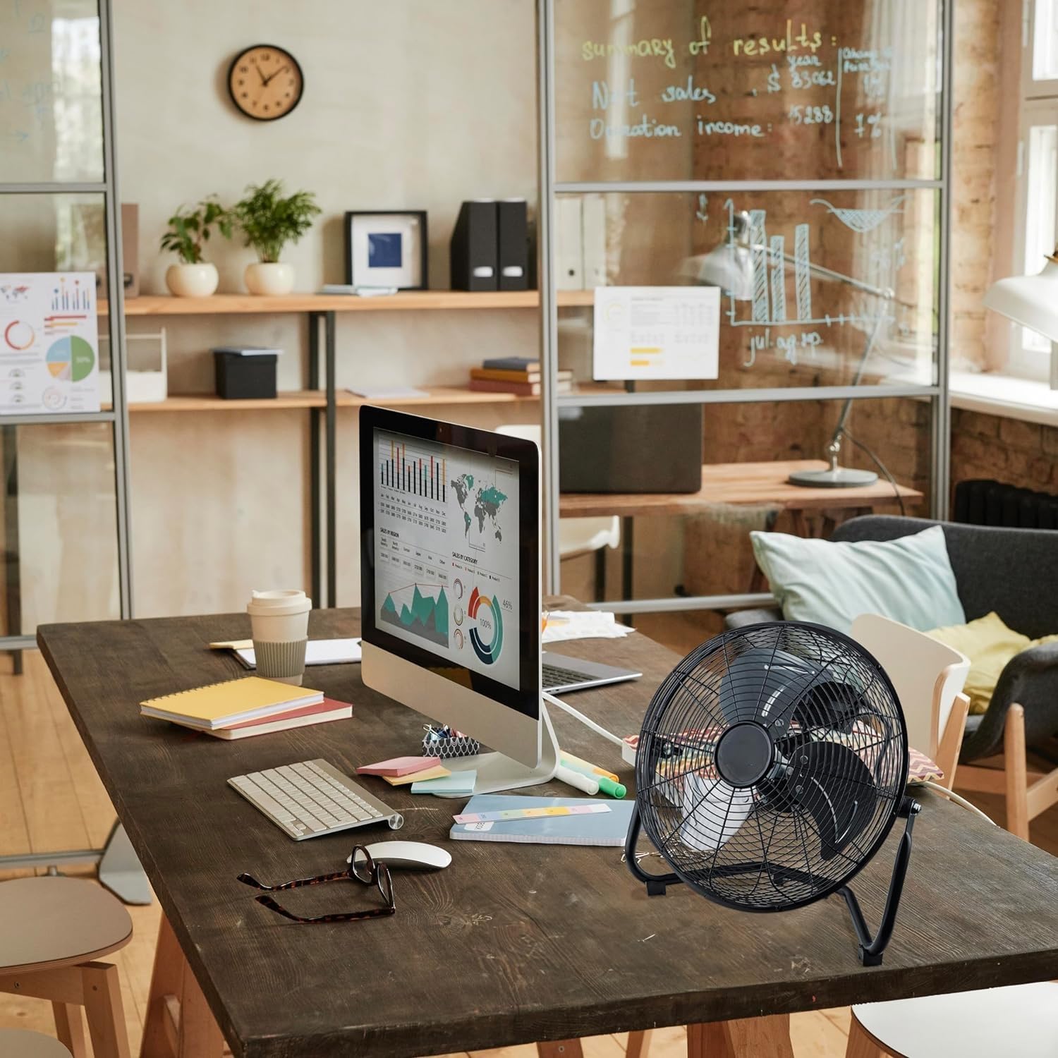 EZ-CHILL 12” Cradle Floor Fan, 3 Speed, High Velocity, 180 Degree Adjustable Tilt, All-Metal, Carry Handle, Rubber Feet, Airflow 15.42 ft/sec, Ideal for Home, Bedroom & Office, MTFDB-12