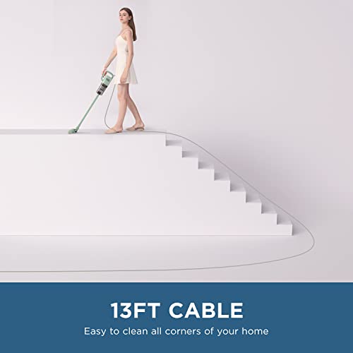 KEROMEE Corded Stick Vacuum Cleaner, 12kpa Powerful Suction Handheld Vacuum Cleaner with Crevice Tool, Small Vacuum Cleaner for Hardwoods, Pet Hair, Carpets, Staircases, and Sofas