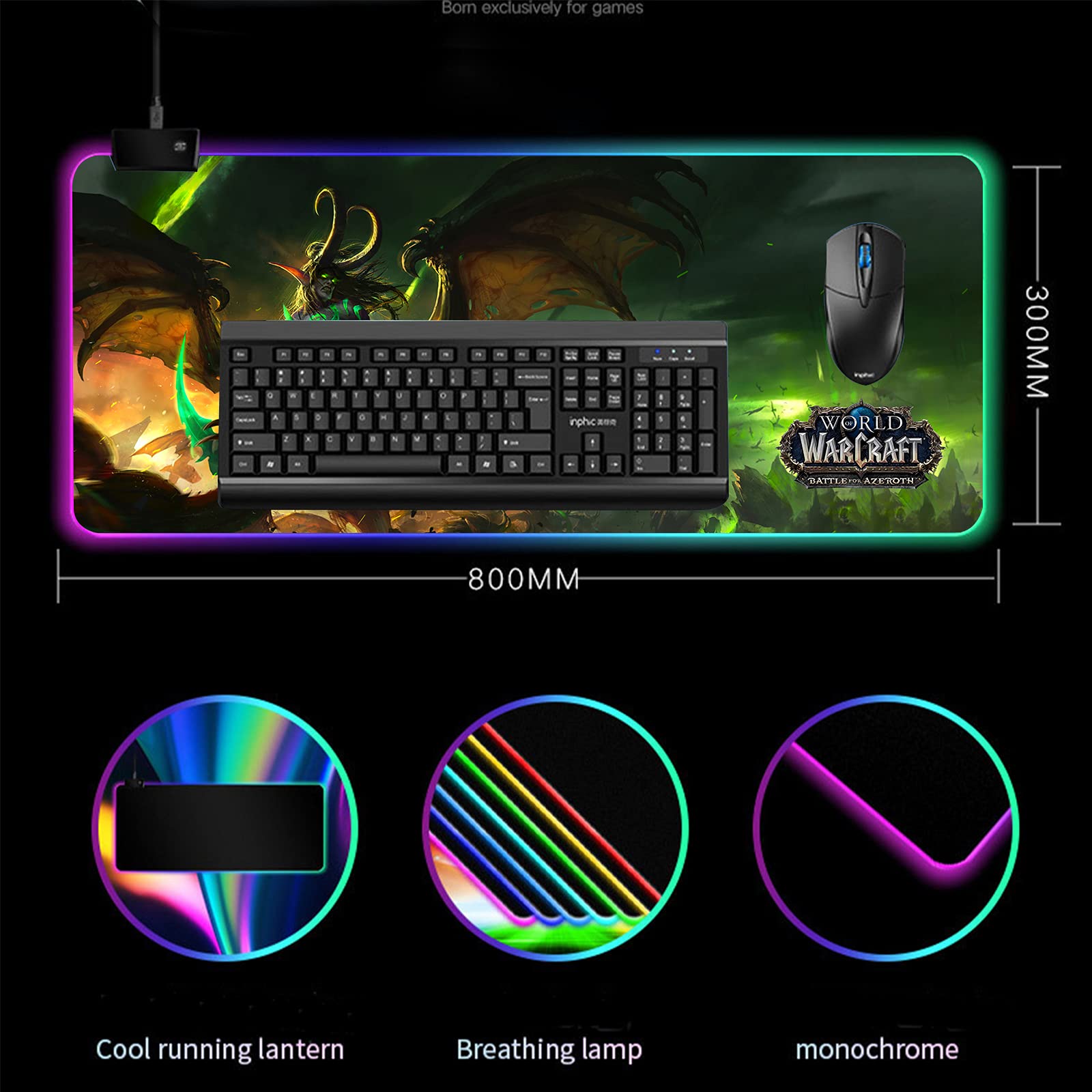 Illidan RGB Soft Gaming Mouse Pad Large Oversized Glowing Led Extended Mousepad Non-Slip Rubber Base Computer Keyboard Pad Mat 31.5X 11.8in