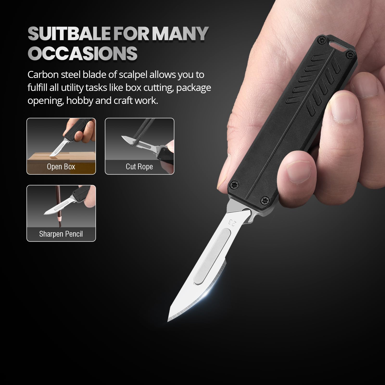 coldown Utility Knife, Pocket Knife with Clip, Box Cutter Knives, EDC Knife, Scalpel Knife, 10 Extra Carbon Steel Replacement Blades #23, Great EDC Gadget Gift for Men Women
