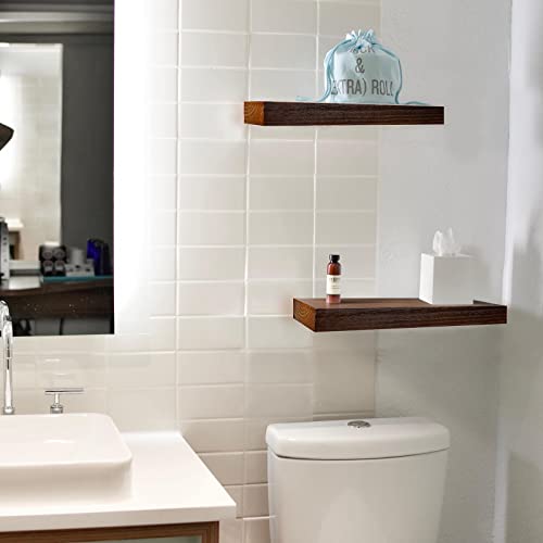 HOMESAURUS Floating Shelves Set of 2 Wall Mounted Shelves for Bedroom Decor, Bathroom Set, Living Room Decor and Kitchen Wall Shelves Decoration - Storage Shelf Rack & Display Shelves Decorations