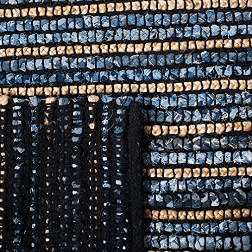 SAFAVIEH Cape Cod Collection Area Rug - 5' x 8', Blue & Natural, Handmade Flat Weave Braided Jute & Cotton, Ideal for High Traffic Areas in Living Room, Bedroom (CAP363A)