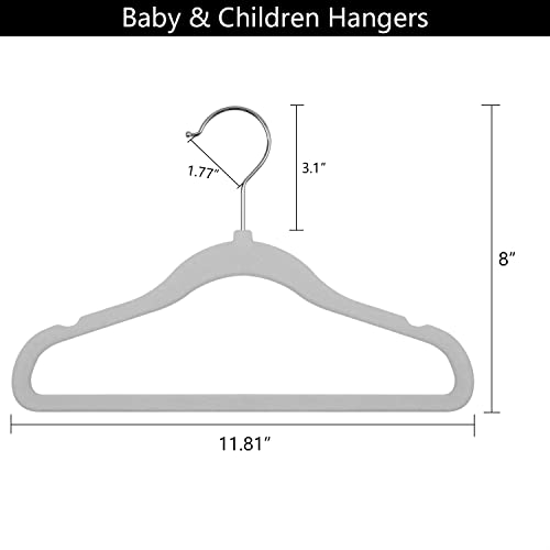 GoodtoU Kids Hangers Velvet 50 Pack Baby Hangers for Closet Non Slip Childrens Infant Hangers Grey