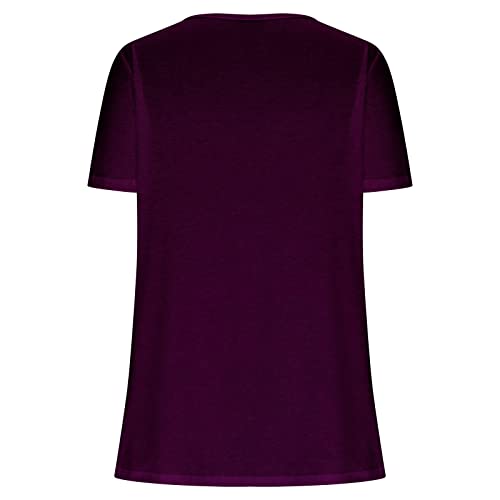 DASAYO Tunic Tops for Women Loose Fit Solid Color Summer Casual Top Blouses Short Sleeve Trendy Flowy Shirts Tunics Tshirt