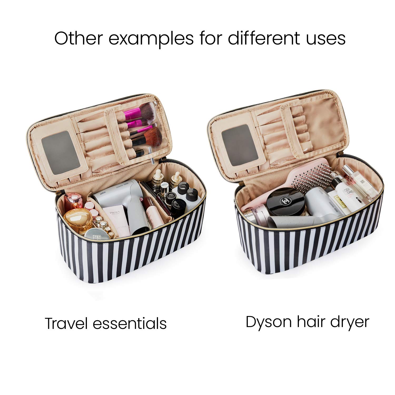 BAGSMART Makeup Bag Cosmetic Bag Large Toiletry Bag Travel Bag Case Organizer for Women (Black)