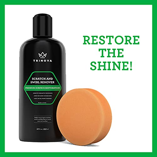 TriNova Scratch Swirl Remover - Best Abrasive Compound car Paint Restoration. Kit Includes Buffer pad Removal Polish in a Complete System. Ultimate Solution Clear Coat Care. 12 fl oz