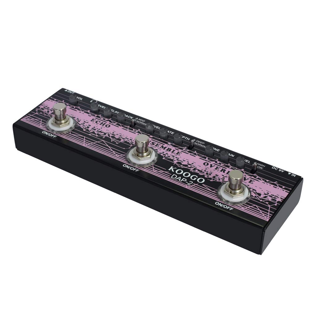Koogo Multi Guitar Effect Pedal Echo & Ensemble & Overdrive 3-in-1 Analog Effects Pedals For Electric Guitar