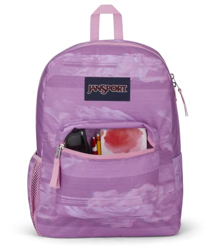 JanSport Cross Town Backpack, Static Rose, 17" x 12.5" x 6" - Simple Bag with 1 Main Compartment, Front Utility Pocket - Premium Class Accessories