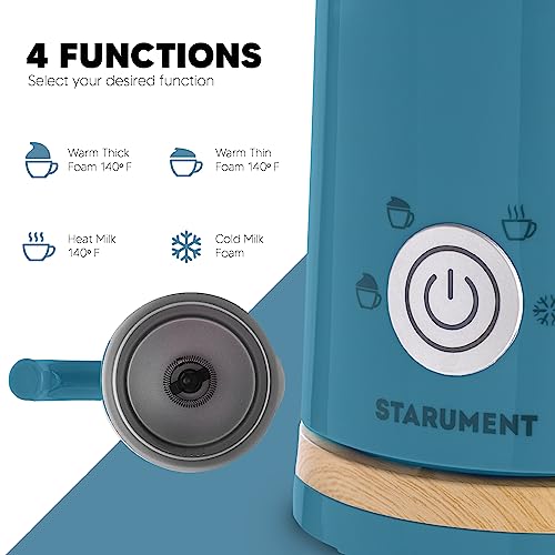 Starument Electric Milk Frother - Automatic Milk Foamer & Heater for Coffee, Latte, Cappuccino, Other Creamy Drinks - 4 Settings for Cold Foam, Airy Milk Foam, Dense Foam & Warm Milk - Easy to Use