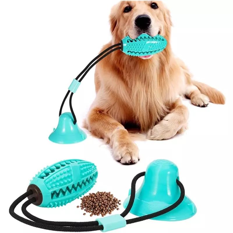 PrimePetPlay Suction Cup Dog Chew Toy - Bite Resistant and Durable - Perfect for Aggressive Chewers - Dental Health and Interactive Play, Sky Blue