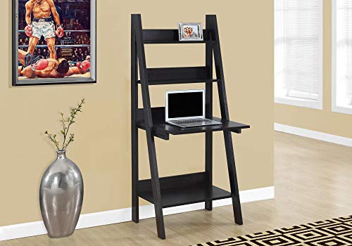 Monarch Specialties Tryy Ladder Desk - Bookcase - Wall Bookshelf - Stand Shelf, 61"H, Cappuccino