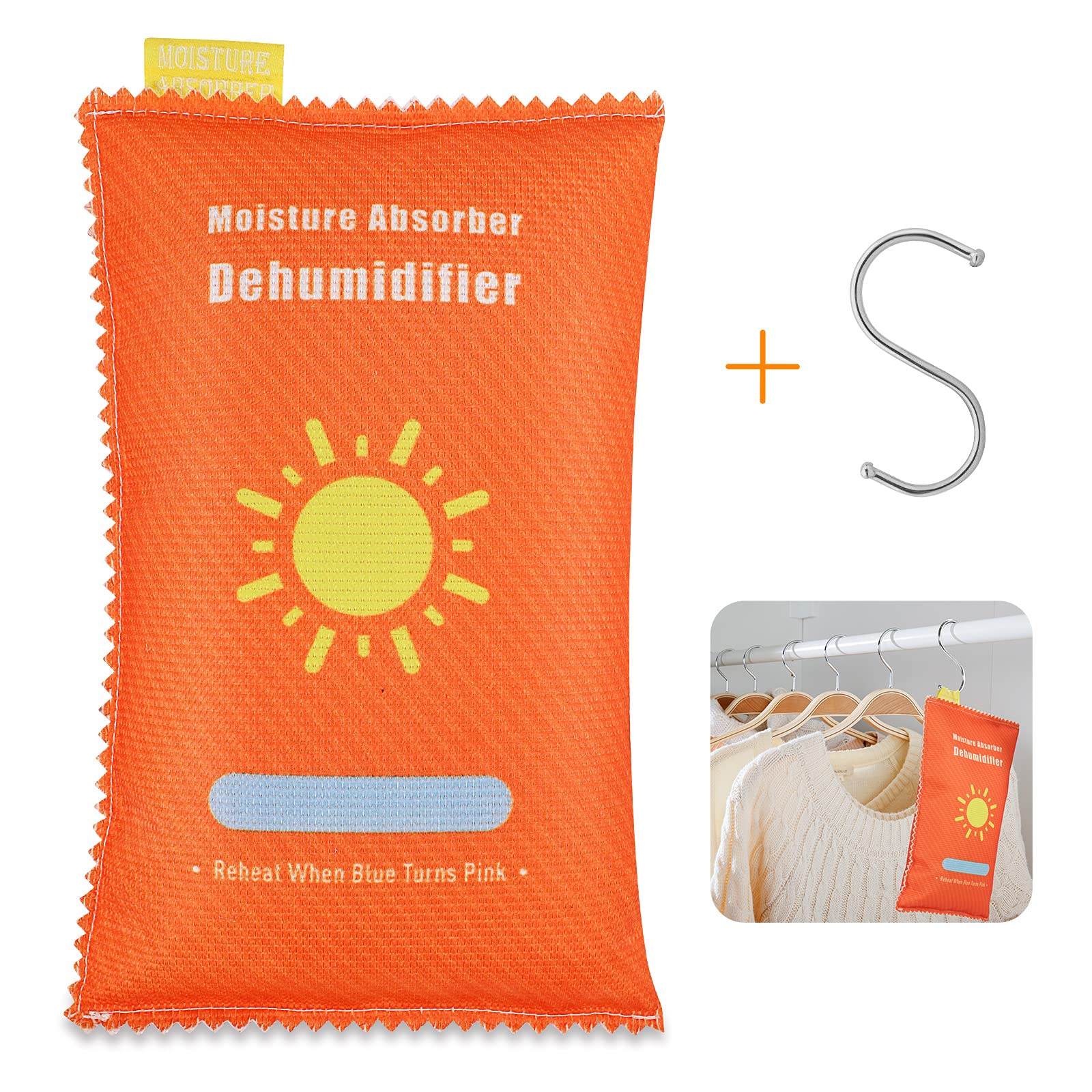 Gocheer Reusable Moisture Absorber Packet, 400g Hangable Safe Dehumidifier Bag for Closet Damp Humidity Removal Desiccant packet for Gym Bag Car RV Kitchen Bathroom Basement Dormitory Wardrobe Cabinet