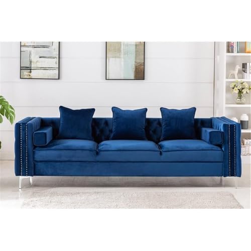 Legend Vansen Velvet Sofa sectional for Living Room with Ottoman Chaise Reversible L Shaped Couch Sleeper, 104", Blue