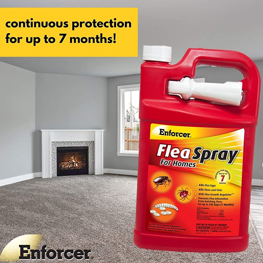 Enforcer Flea Spray for Homes - 1 gal (Case of 4) - EFSH128 - Prevents Flea Investation for up to 7 Months from Hatching Fleas