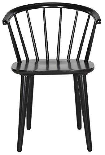 Safavieh Home Collection Blanchard Black Curved Spindle Side Chair, Wood, (Set of 2)