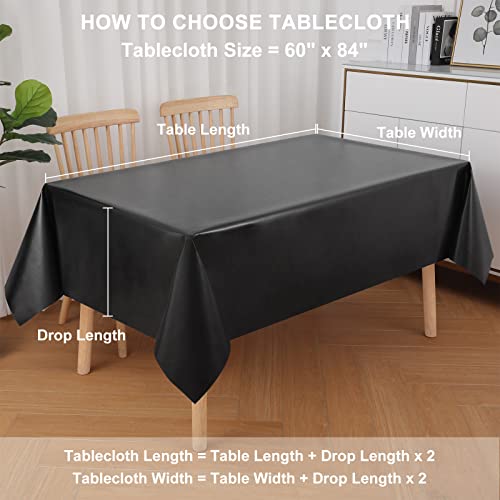 homing Rectangle Vinyl Tablecloth, 100% Waterproof Spillproof Plastic Table Cloth, Wipe Clean Table Cover for Dining Table, Buffet Parties and Camping (Black, 60" x 84")