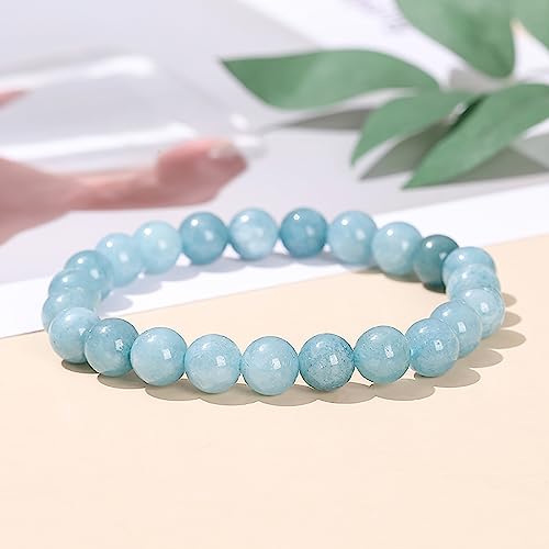 π²πππ ππππ - Stunning Aquamarine Beaded Bracelets - Handmade Beaded Bracelets - Elegant Friendship Bracelet Crystals and Healing Stones - Perfect Gift for Men and Women - 8mm